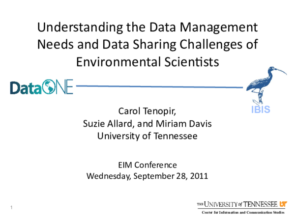 (PPT) Understanding the Data Management Needs and Data Sharing ...