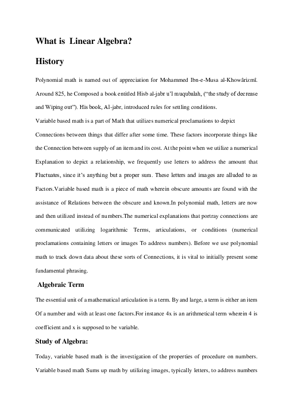 (PDF) Introduction to Linear Algebra