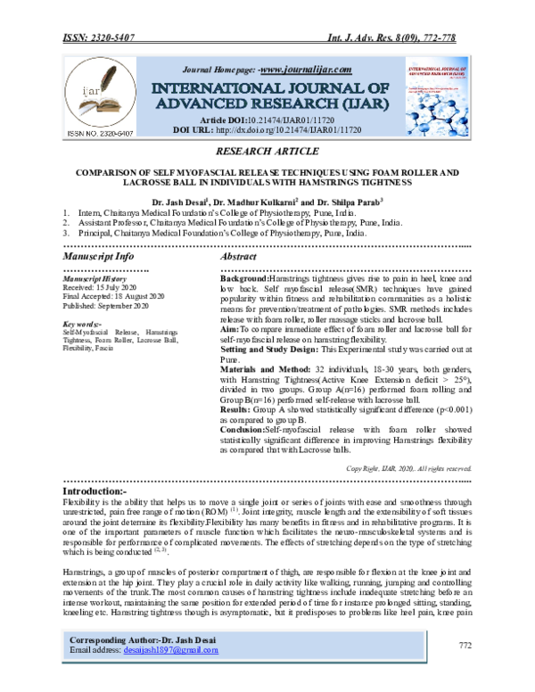 (PDF) Comparison of Self Myofascial Release Techniques Using Foam ...