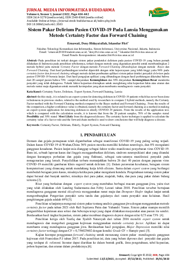 (PDF) Sistem Pakar Delirium Pasien COVID-19 Pada Lansia Menggunakan ...