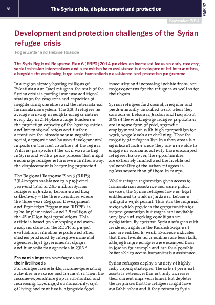 (PDF) Development and protection challenges of the Syrian refugee crisis