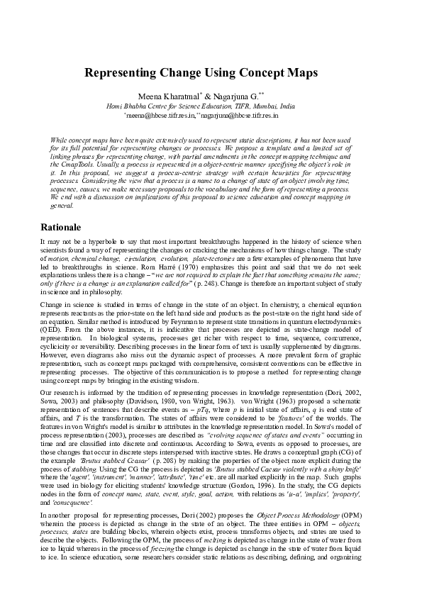 (PDF) Representing Change Using Concept Maps