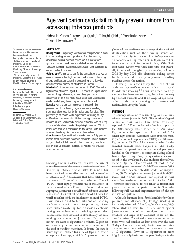 (PDF) Age verification cards fail to fully prevent minors from ...