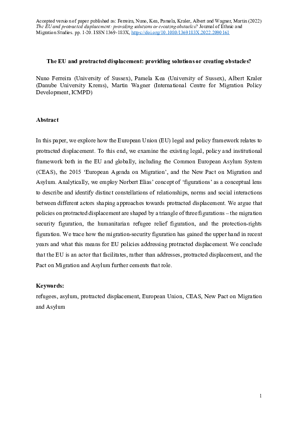 (PDF) The EU and protracted displacement: providing solutions or ...