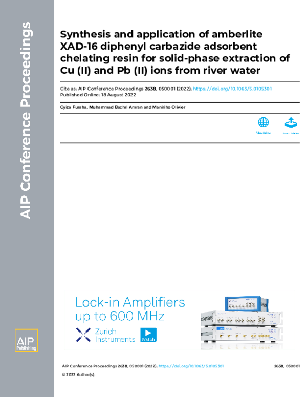 (PDF) Synthesis and application of amberlite XAD-16 diphenyl carbazide adsorbent chelating resin ...