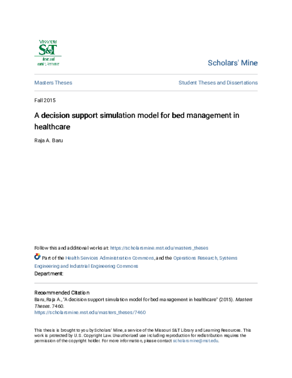 (PDF) A decision support simulation model for bed management in healthcare