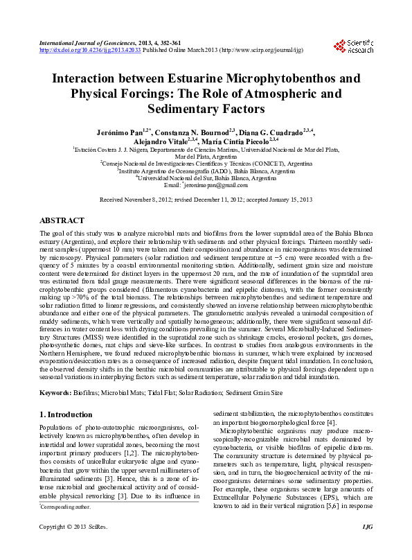 (PDF) Interaction between Estuarine Microphytobenthos and Physical ...