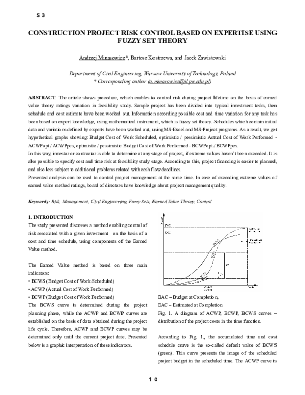 (PDF) Construction Project Risk Control Based on Expertise Using Fuzzy Set Theory