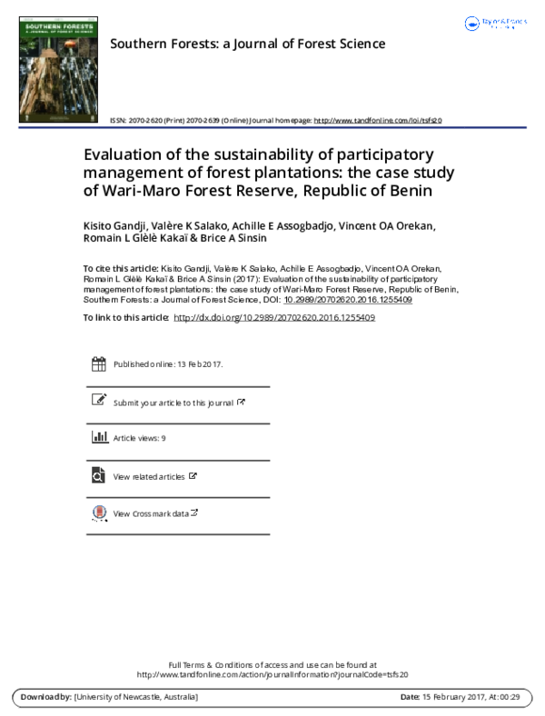 (PDF) Evaluation of the sustainability of participatory management of ...