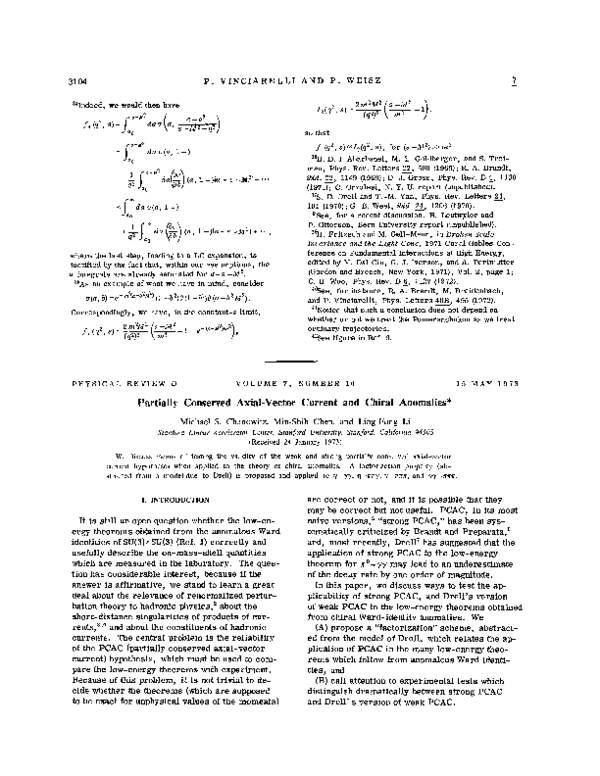 (PDF) Partially Conserved Axial-Vector Current and Chiral Anomalies