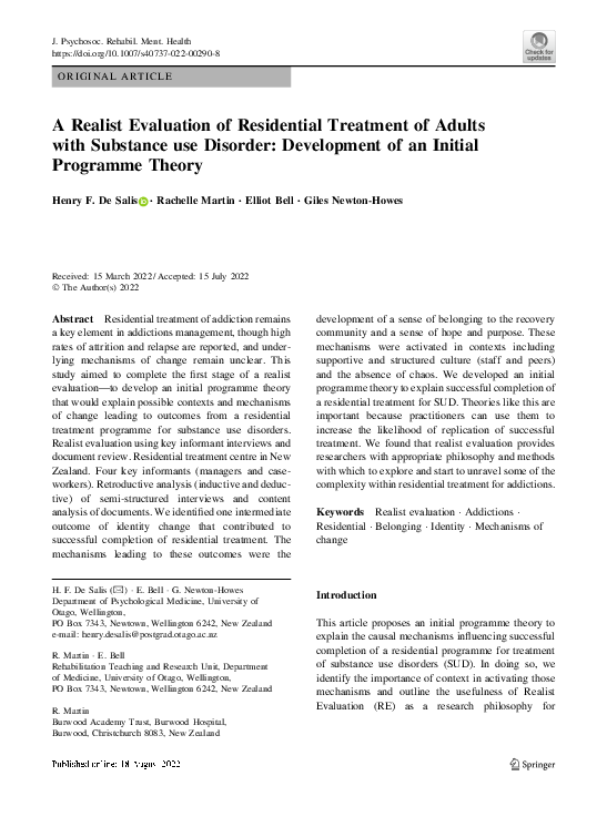 (PDF) A Realist Evaluation of Residential Treatment of Adults with ...