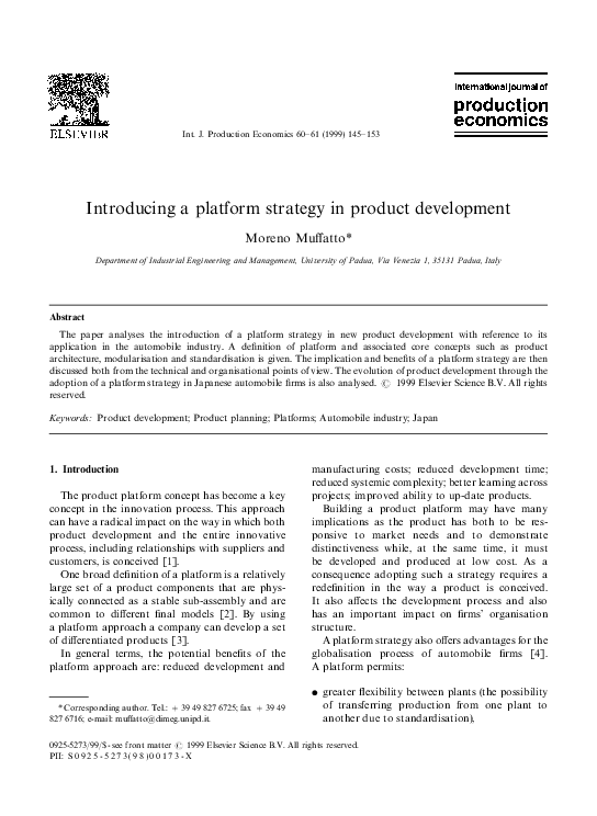 (PDF) Introducing a platform strategy in product development