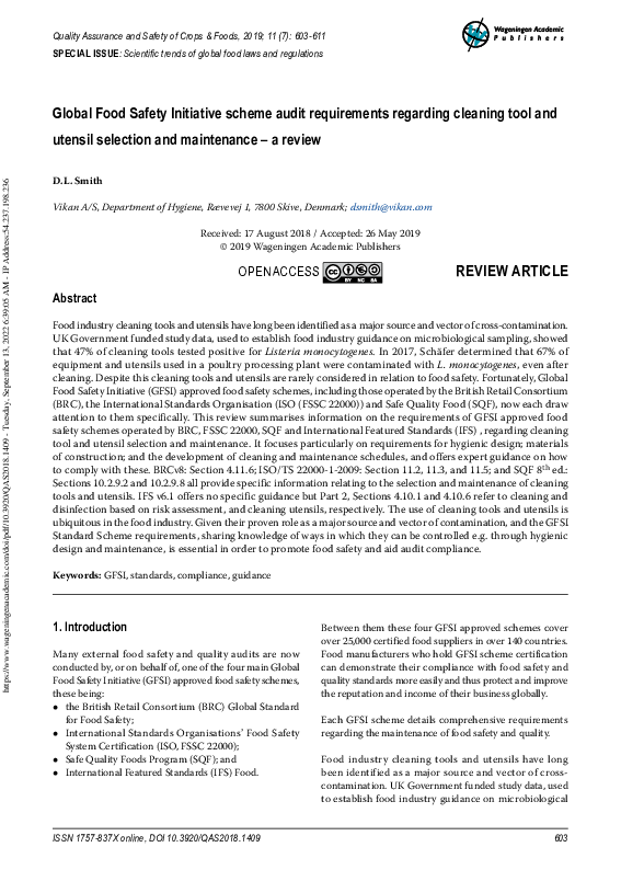 (PDF) Global Food Safety Initiative scheme audit requirements regarding ...
