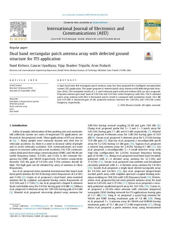 Pdf Dual Band Rectangular Patch Antenna Array With Defected Ground Structure For Its Application