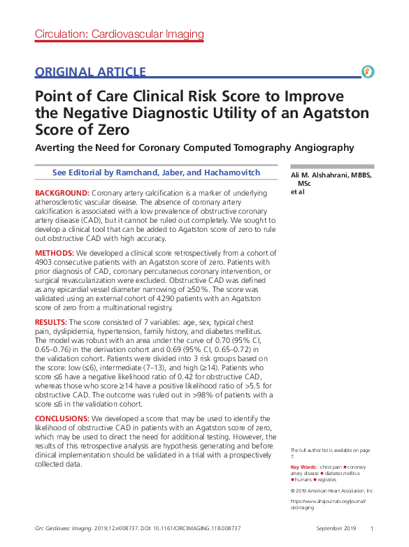 (PDF) Point of Care Clinical Risk Score to Improve the Negative ...