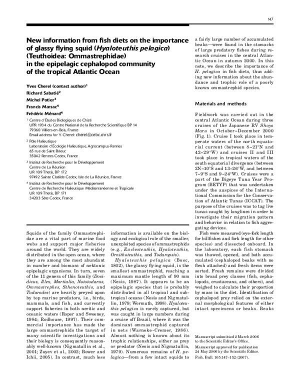 (PDF) New information from fish diets on the importance of glassy ...