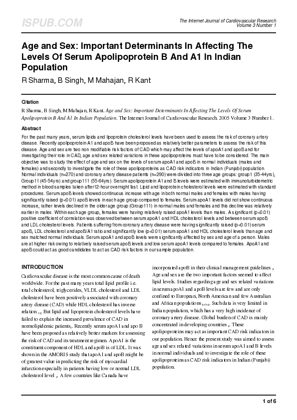 (PDF) Age and Sex: Important Determinants In Affecting The Levels Of ...