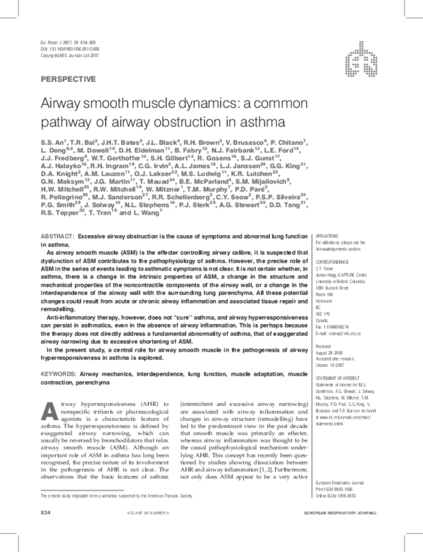 (PDF) Airway smooth muscle dynamics: a common pathway of airway obstruction in asthma