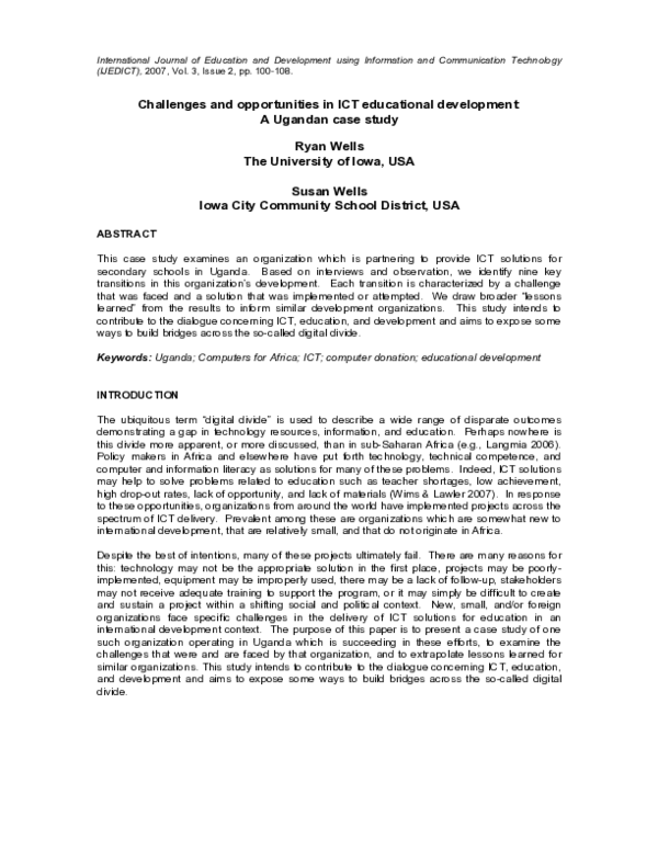 (PDF) Challenges and opportunities in ICT educational development: A ...
