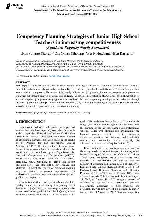 (PDF) Competency Planning Strategies of Junior High School Teachers in ...