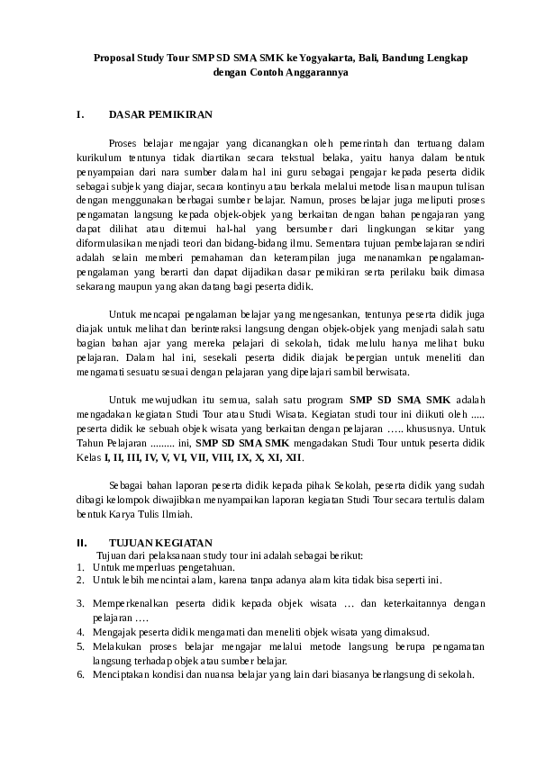 (PDF) Proposal Study Tour SMP SD SMA SMK ke Yogyakarta, Bali, Bandung ...