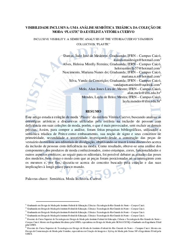 (PDF) Visibilidade Inclusiva: Uma Análise Semiótica Triádica da Coleção ...