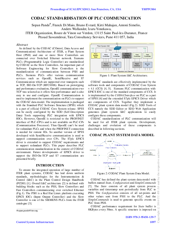 (PDF) Codac Standardisation of PLC Communication