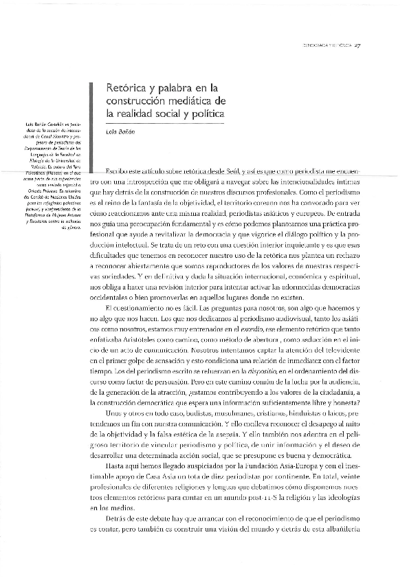 (PDF) Retórica y palabra en la construcción mediática de la realidad social y política