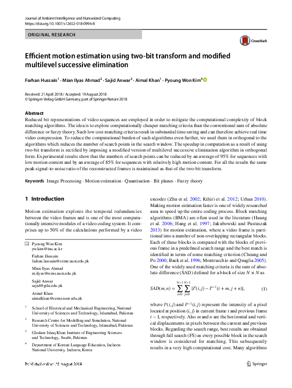 (PDF) Efficient motion estimation using two-bit transform and modified multilevel successive ...