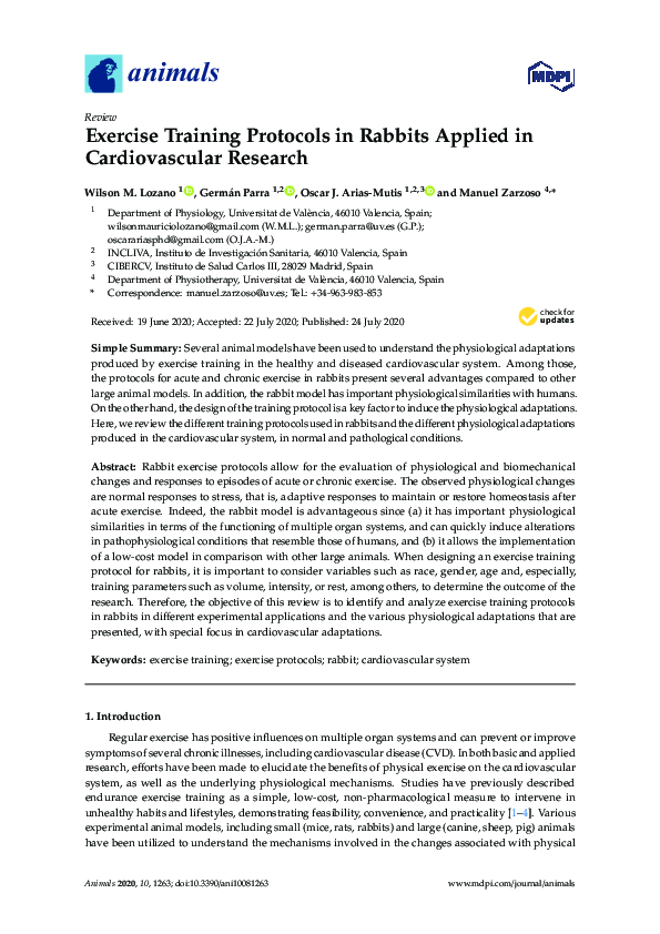 (PDF) Exercise Training Protocols in Rabbits Applied in Cardiovascular ...