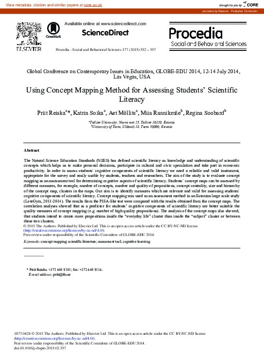 (PDF) Using Concept Mapping Method for Assessing Students’ Scientific ...