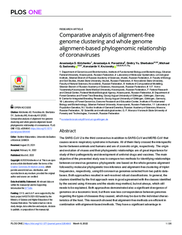 (PDF) Comparative analysis of alignment-free genome clustering and whole genome alignment-based ...
