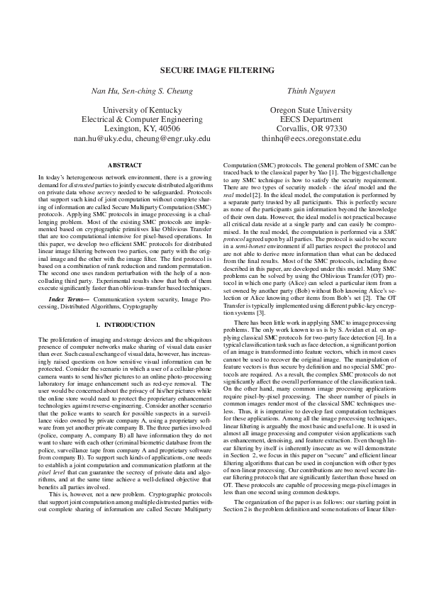 (PDF) Secure Image Filtering