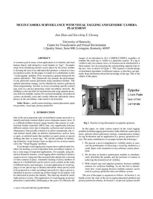 (PDF) Multi-Camera Surveillance with Visual Tagging and Generic Camera Placement