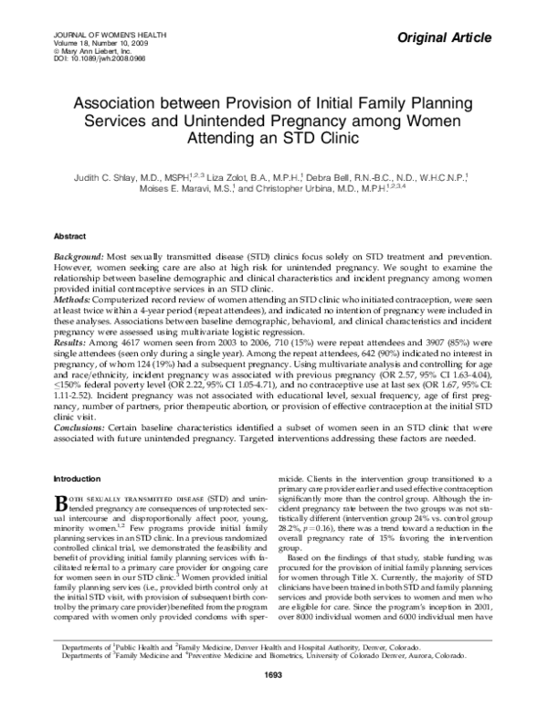 (PDF) Association between Provision of Initial Family Planning Services ...