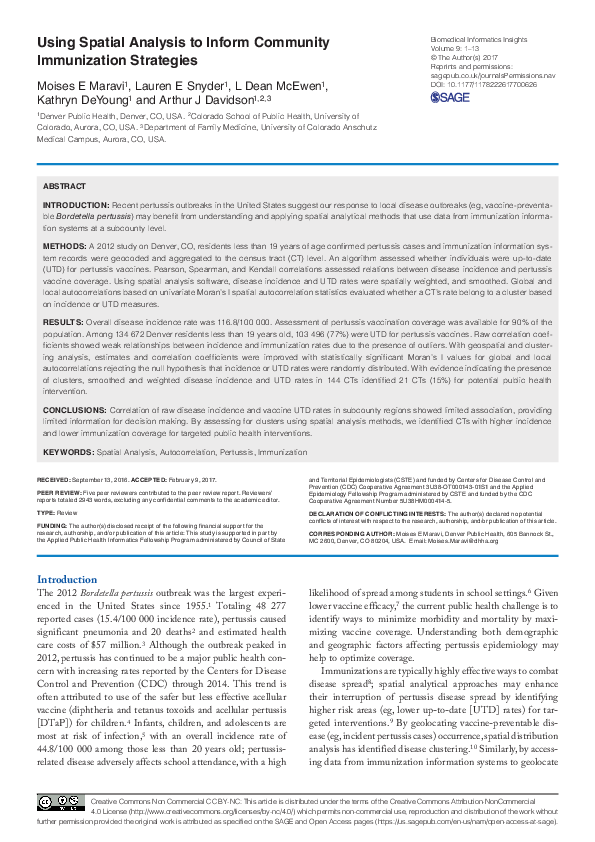 Pdf Using Spatial Analysis To Inform Community Immunization Strategies
