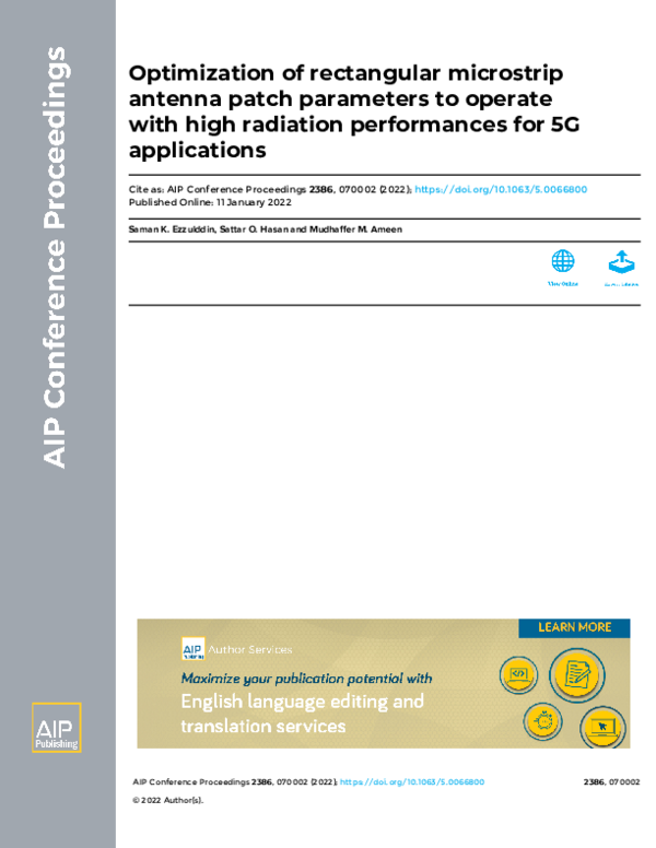 (PDF) Optimization of rectangular microstrip antenna patch parameters to operate with high ...