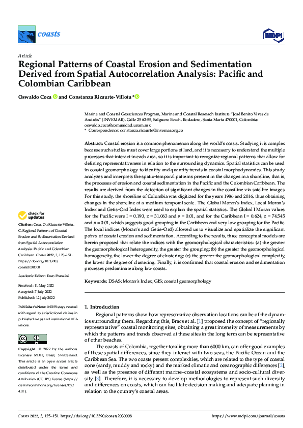 (PDF) Regional Patterns of Coastal Erosion and Sedimentation Derived ...