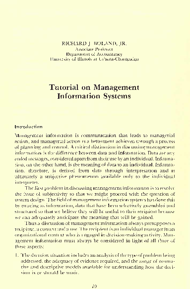 (PDF) Tutorial on Management Information Systems