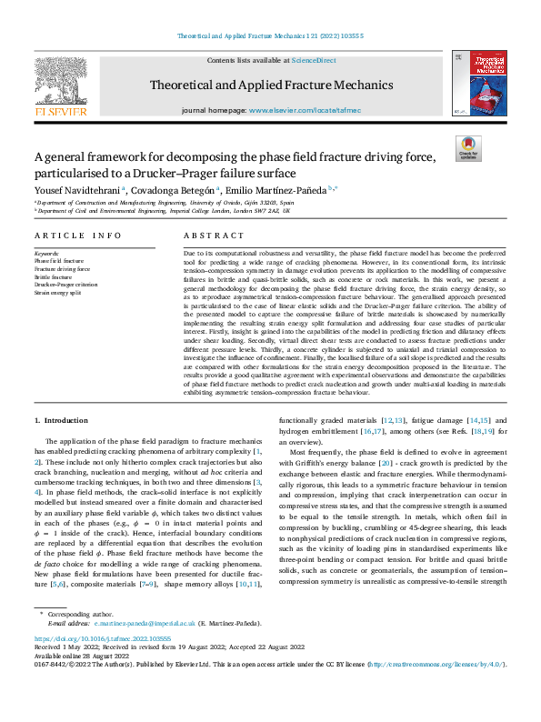 (PDF) A general framework for decomposing the phase field fracture driving force, particularised ...
