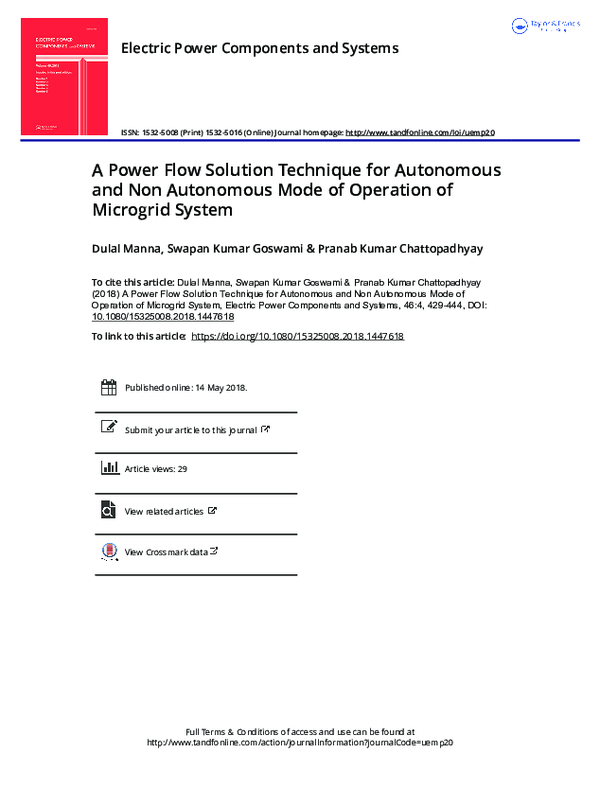 (PDF) A Power Flow Solution Technique for Autonomous and Non Autonomous ...
