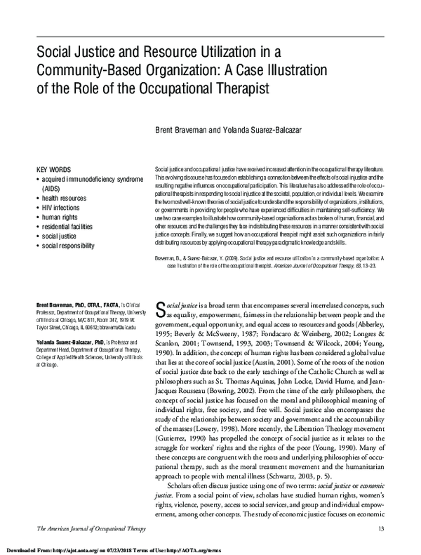 (PDF) Social Justice and Resource Utilization in a Community-Based ...