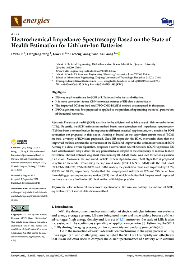 (PDF) Electrochemical Impedance Spectroscopy Based on the State of ...