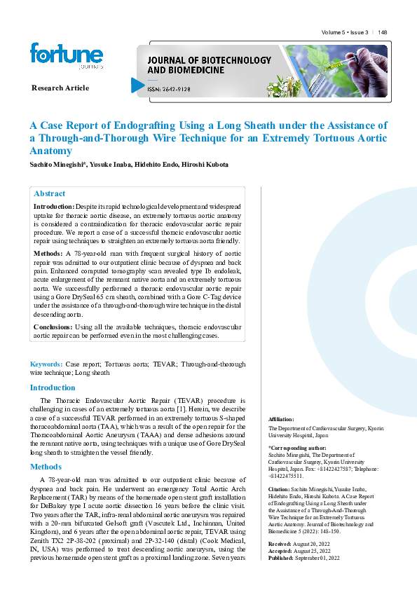 (PDF) A Case Report of Endografting Using a Long Sheath under the ...