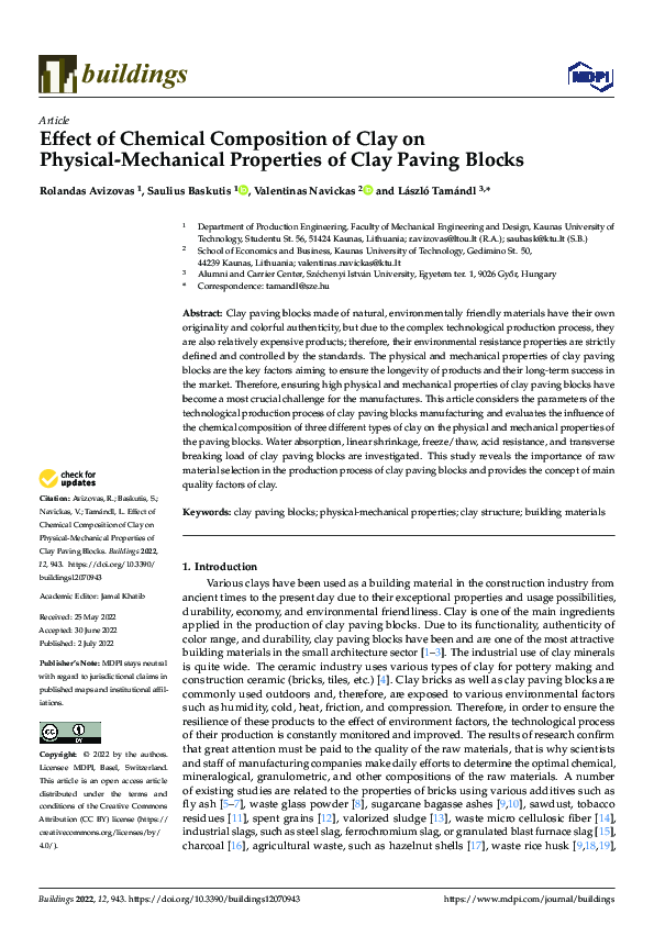 (PDF) Effect of Chemical Composition of Clay on Physical-Mechanical ...
