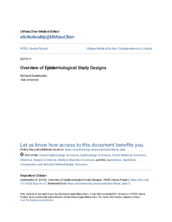(PDF) Overview of Epidemiological Study Designs
