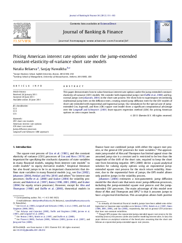 (PDF) Pricing American interest rate options under the jump-extended ...