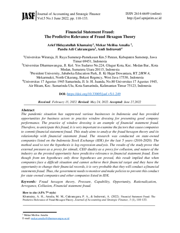 (PDF) Financial Statement Fraud: The Predictive Relevance of Fraud ...