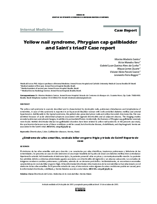 (PDF) Yellow nail syndrome, Phrygian cap gallbladder and Saint's triad ...