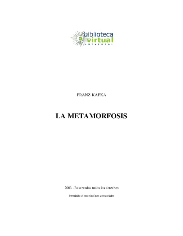 (PDF) La metamorfosis de Kafka